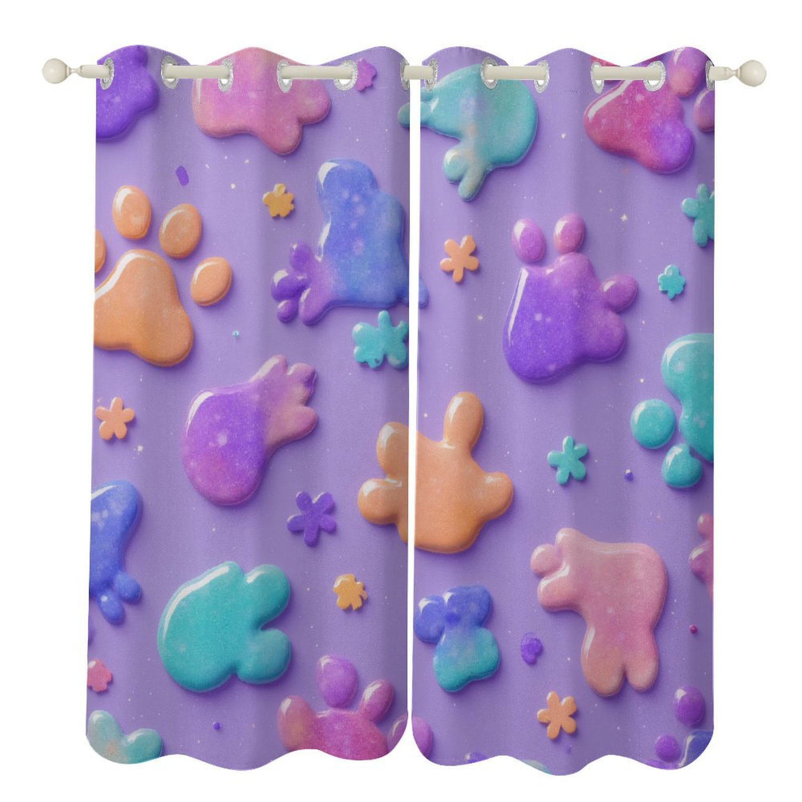 Colorful Animal Shapes on Purple Background 2 Panels 3D Printing ...
