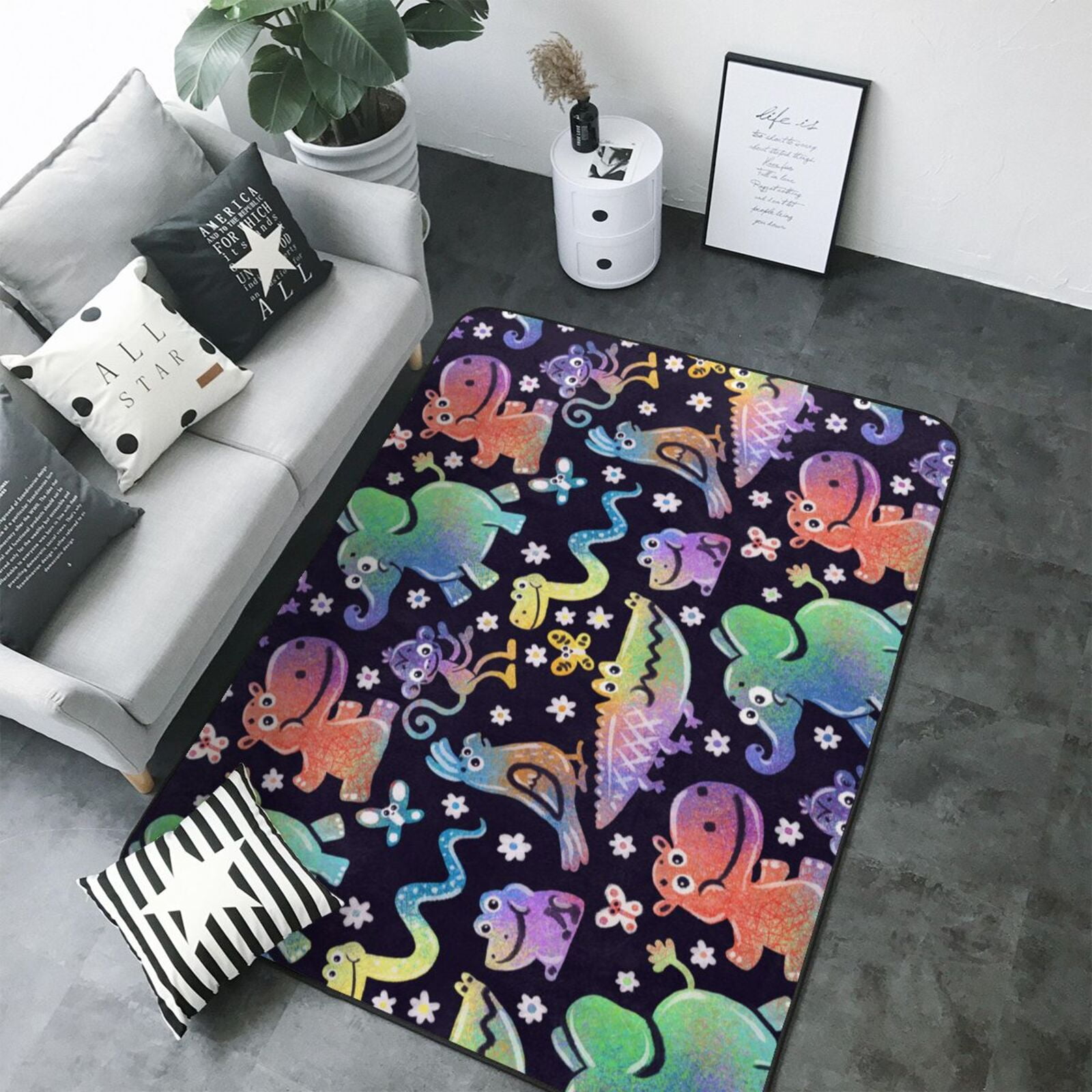 Colorful Animals Area Rugs for Living Room Bedroom, 5x7 Soft Throw ...