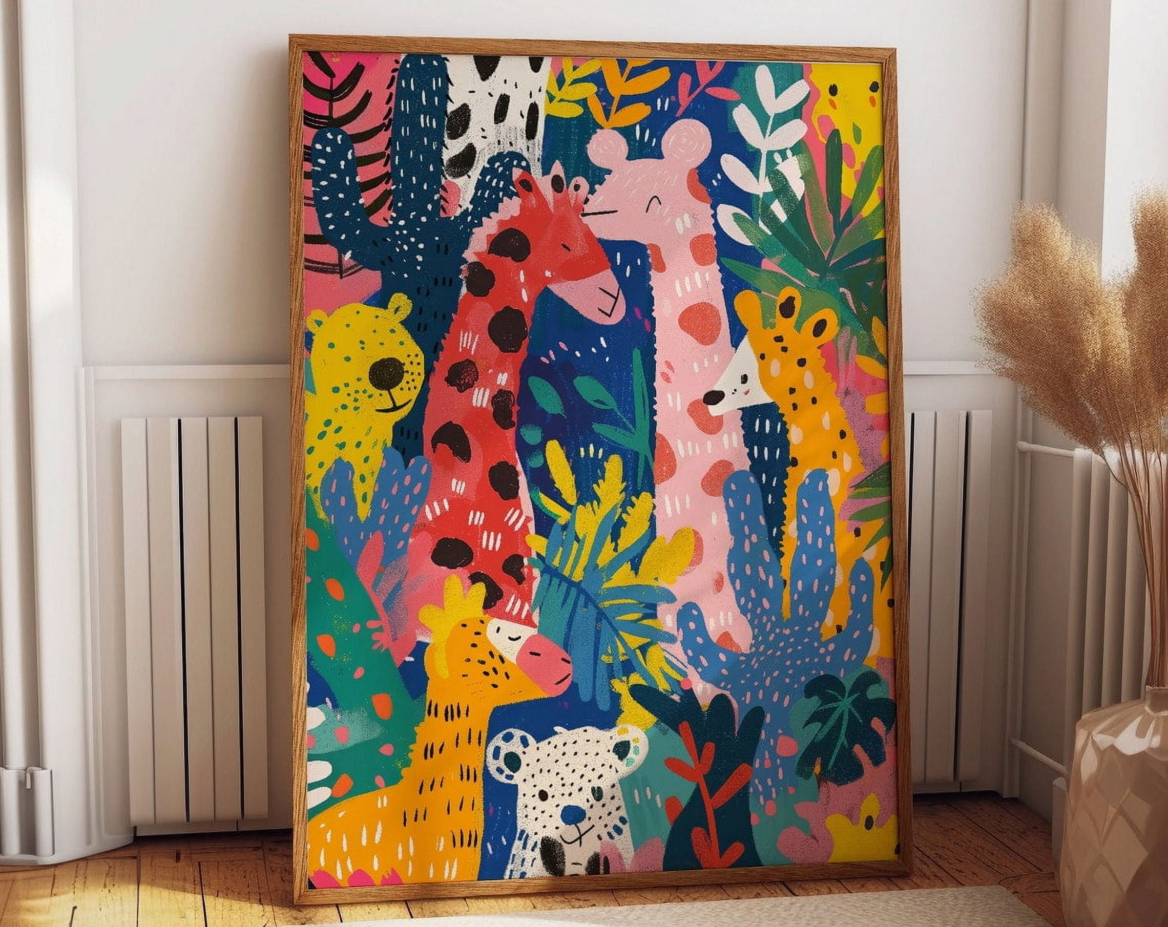 Colorful Animals Art Poster - Abstract Jungle Artwork Matisse-Inspired ...
