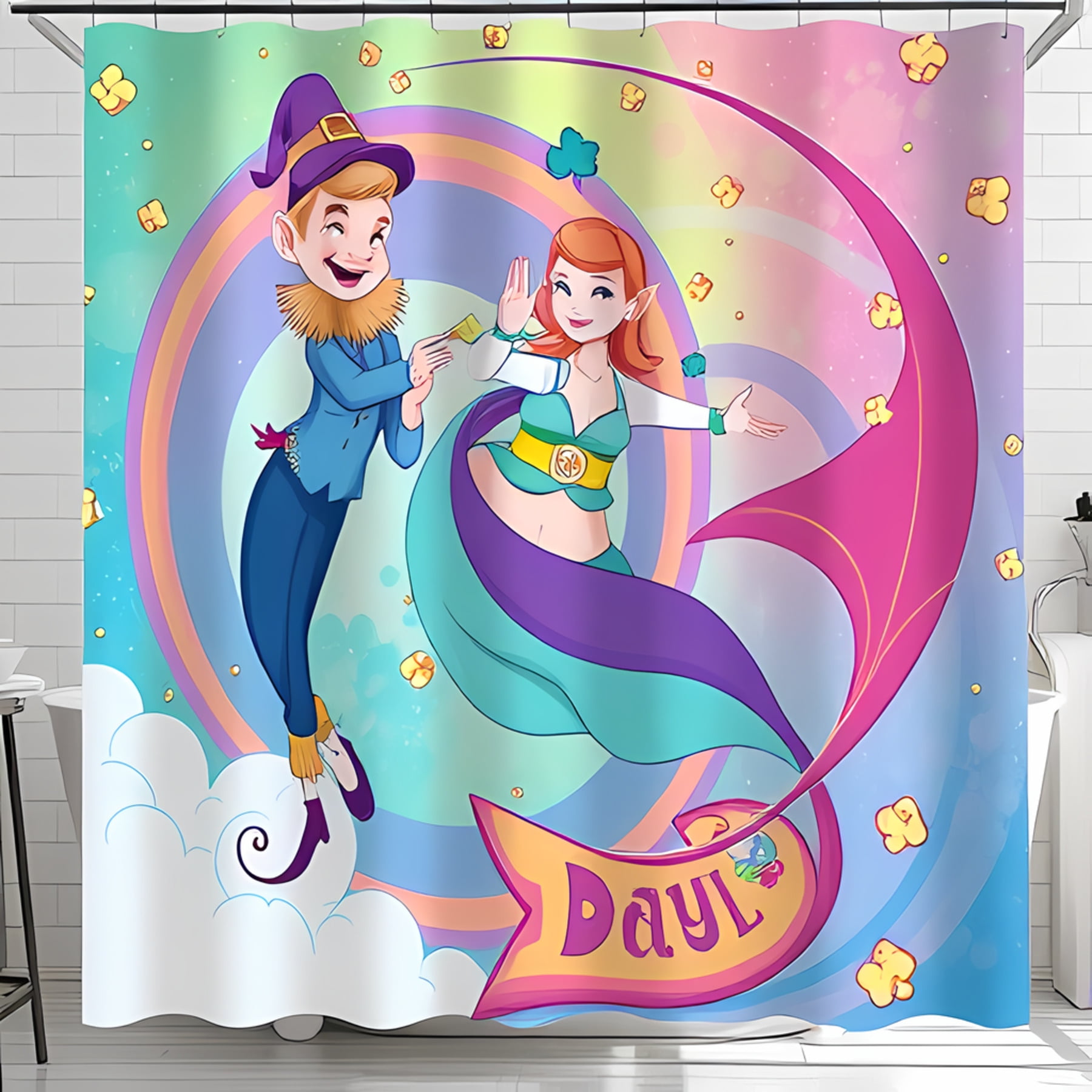 Colorful Animated Characters Shower Curtain - Whimsical Male in Blue ...