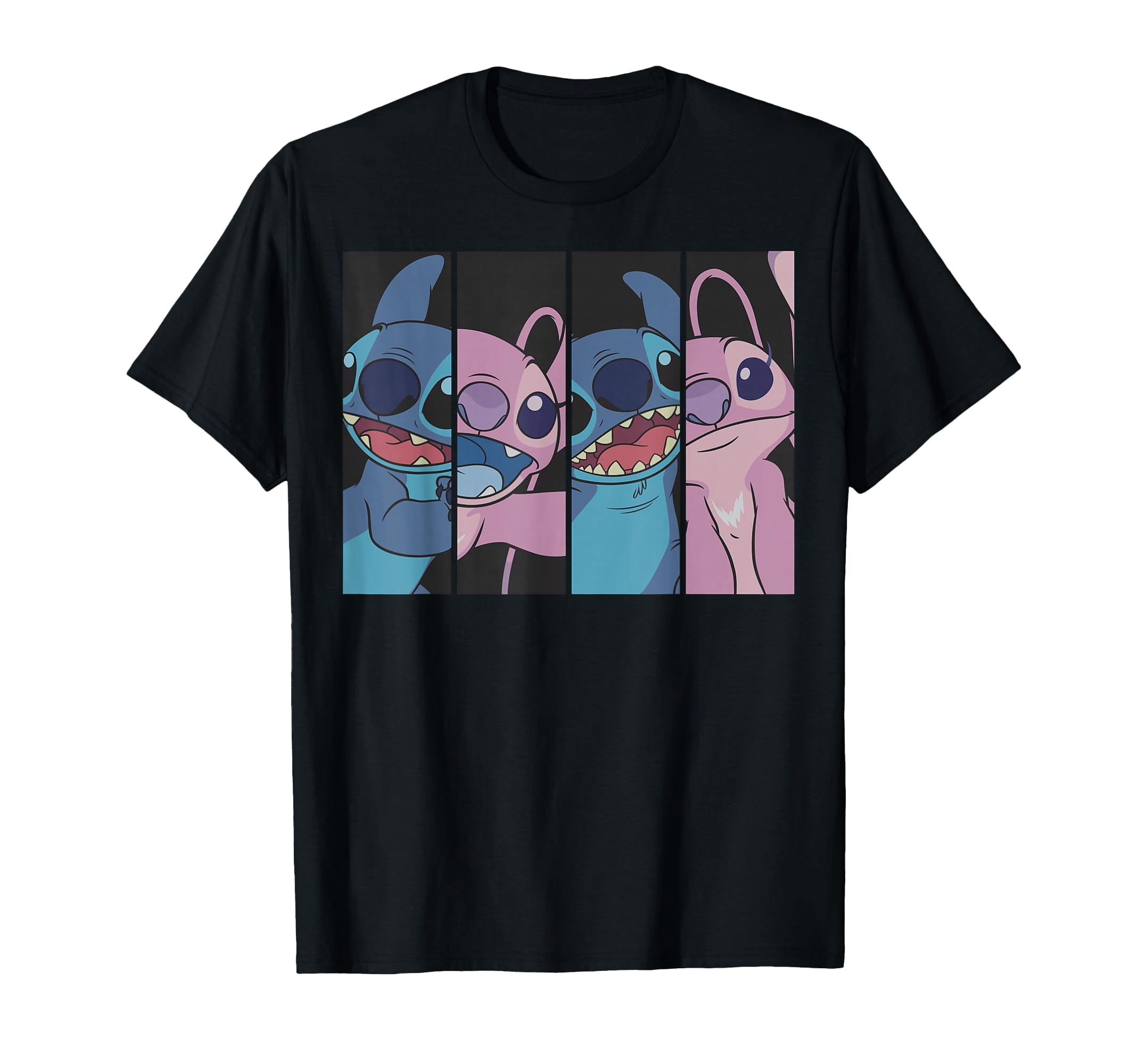 Colorful Animated Characters Split Panel T-Shirt for Fun and Stylish ...