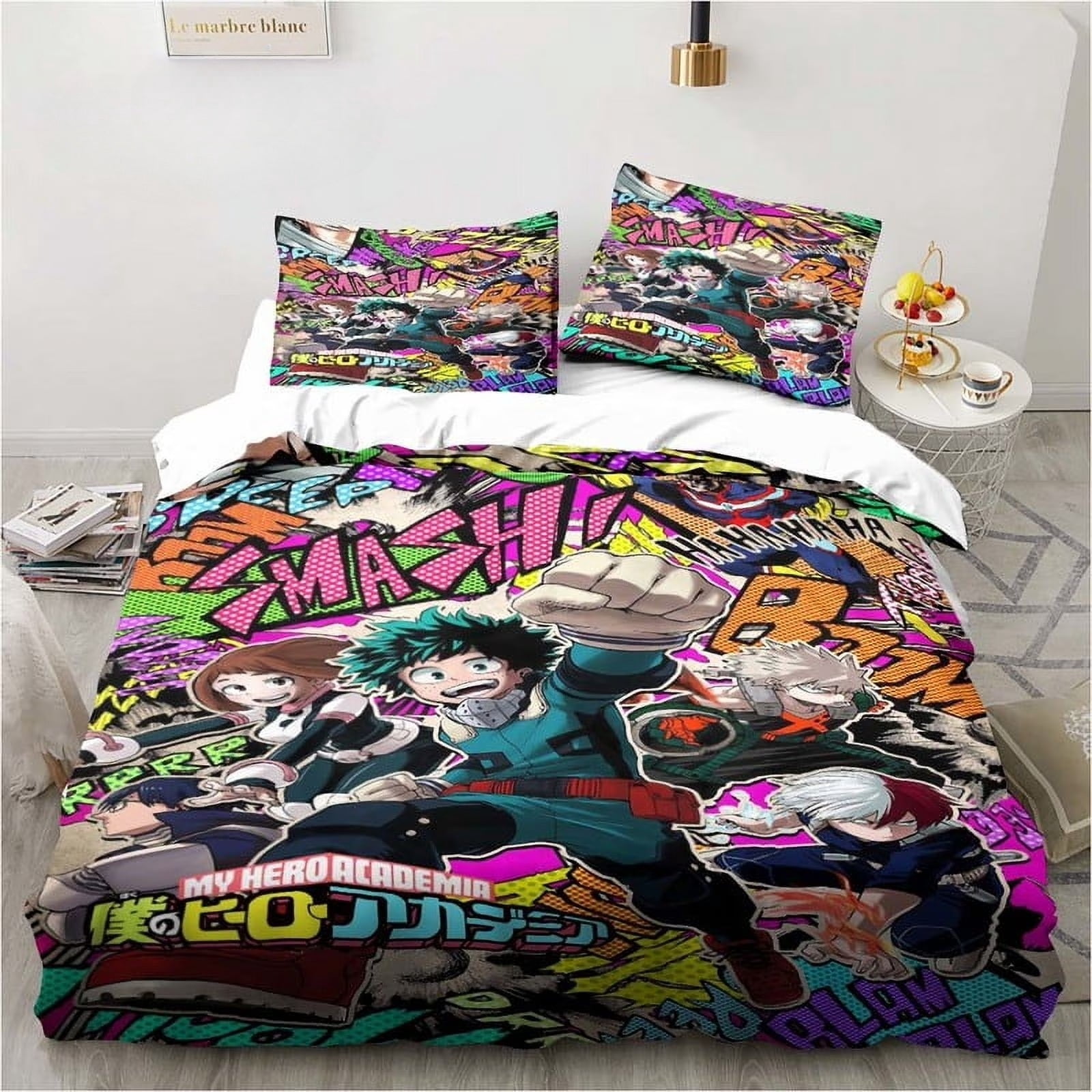 Colorful Anime Hero Themed Bedding Set, Soft Microfiber Duvet Cover for ...