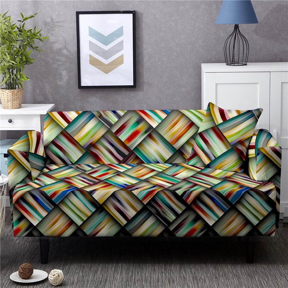 Colorful Anti-dust Plaid Print Sofa Cover Geometric Couch Cover All ...