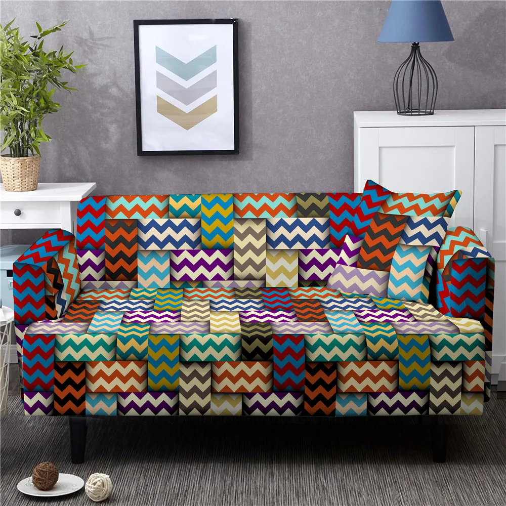 Colorful Anti-dust Plaid Print Sofa Cover Geometric Couch Cover All ...