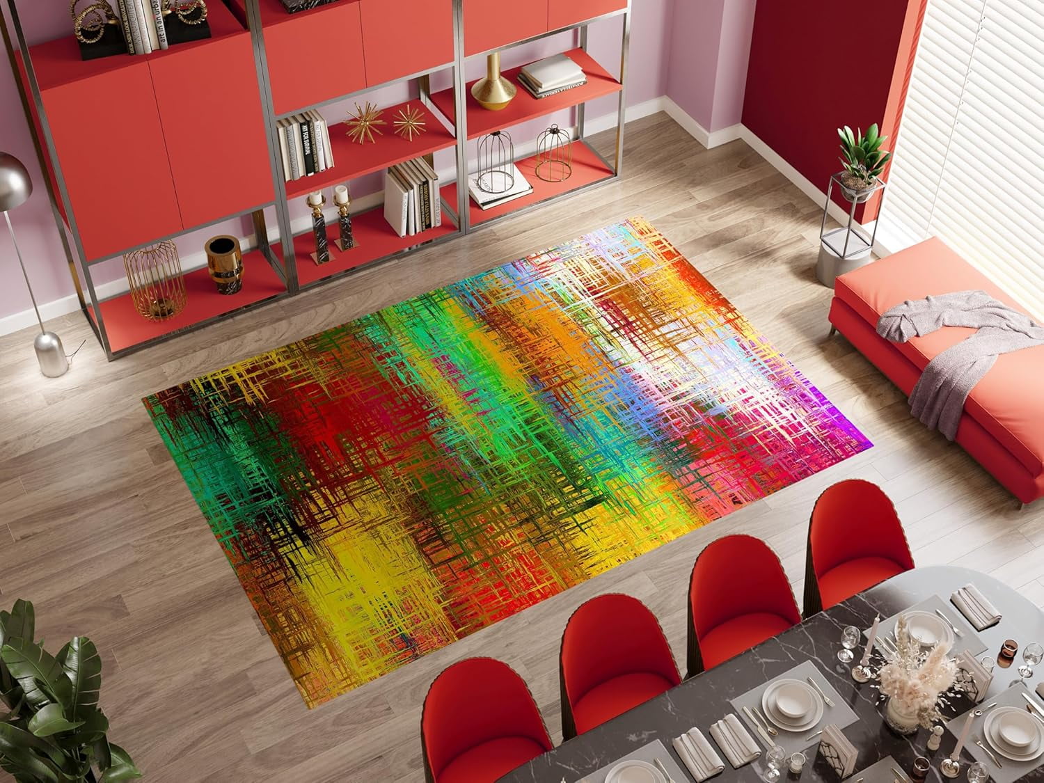 Colorful Area Rug,Modern Abstract Impressive Washable Rug, Non-Slip ...