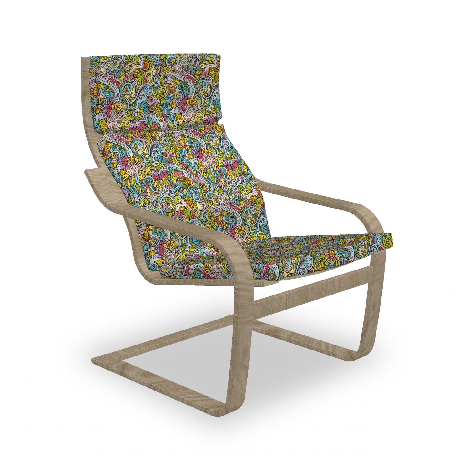 Colorful Armchair Pad and Slipcover, Cartoon Theme Hippie Style ...