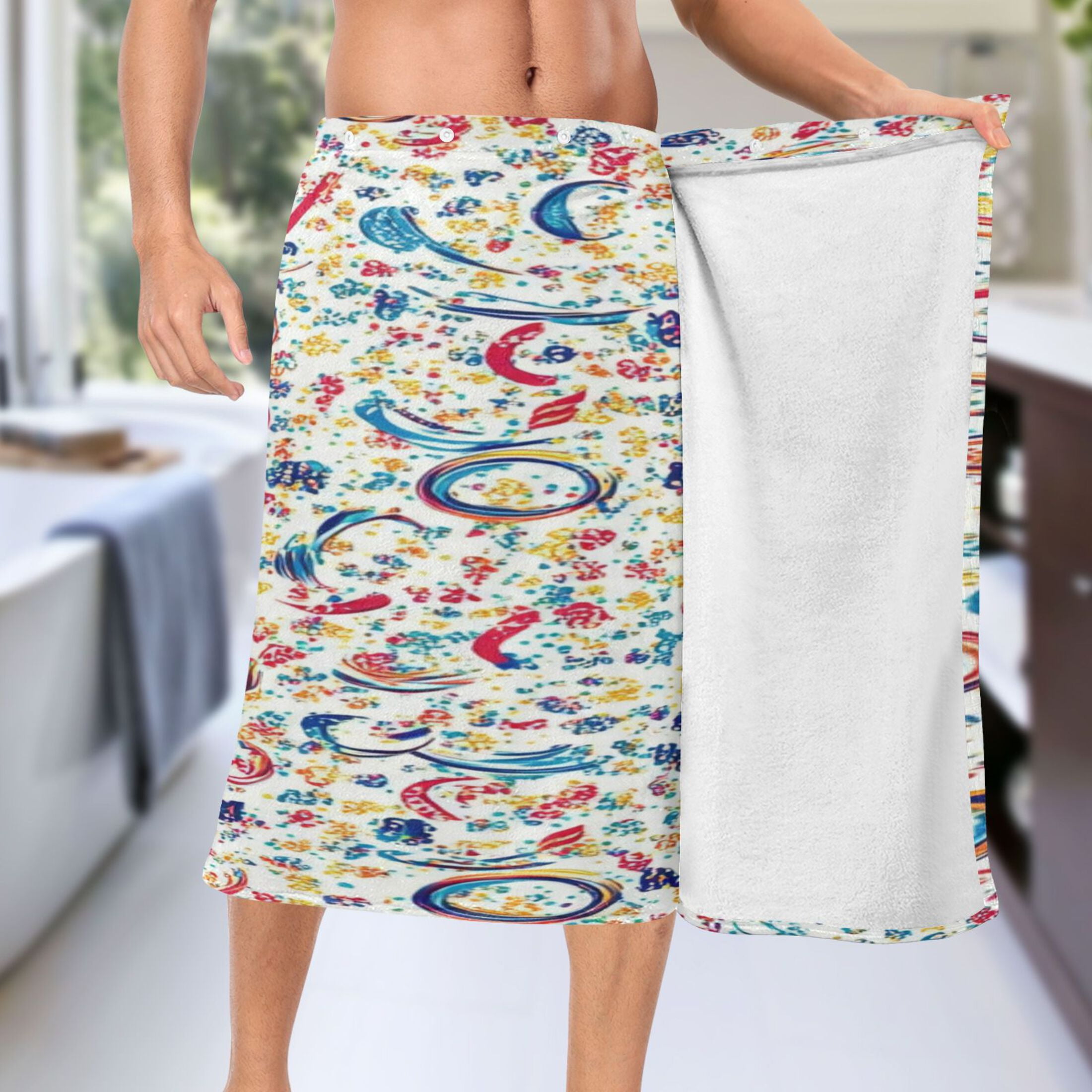Colorful Art Clocks 60x28" Men's Towel Wrap, Quick-Dry and and ...