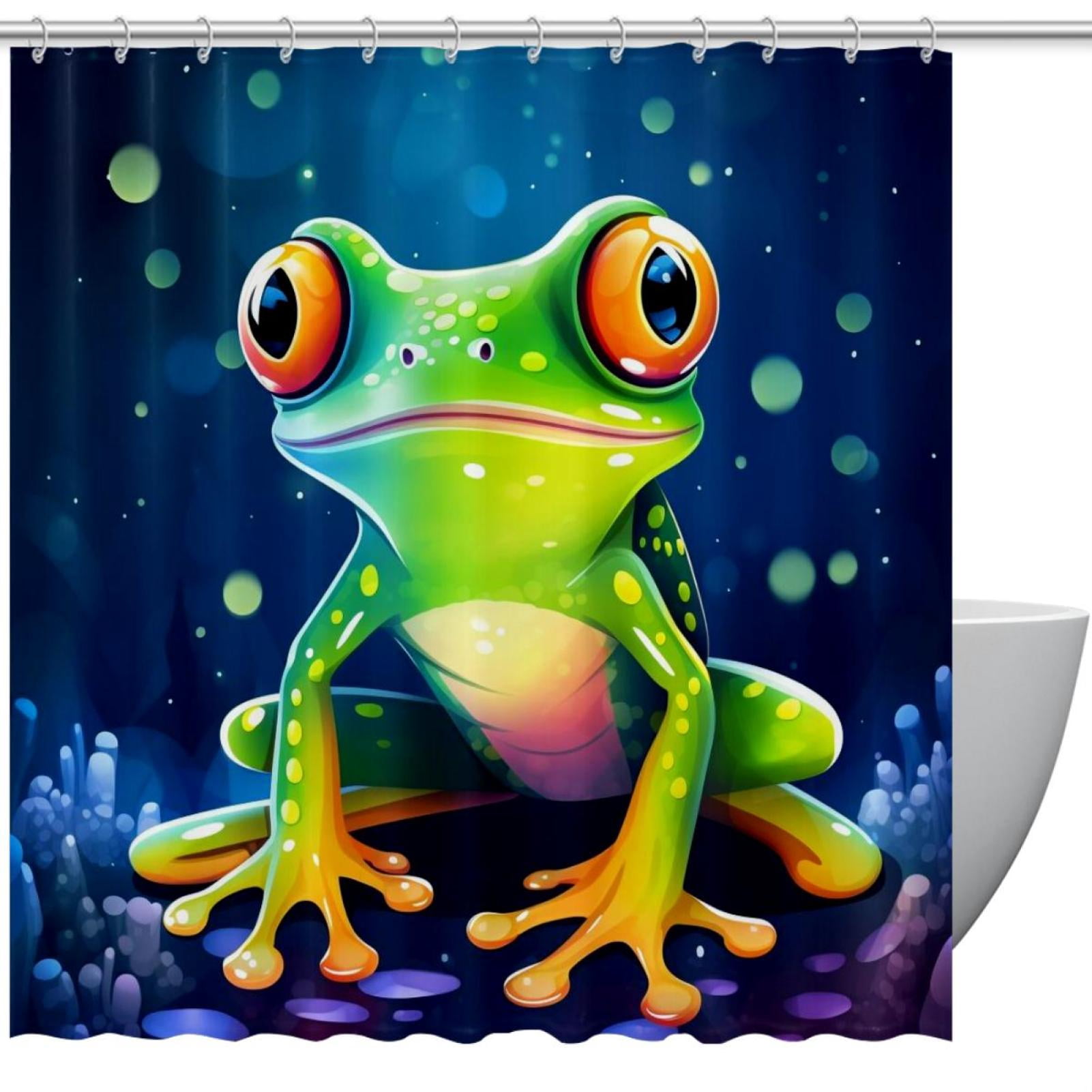 Colorful Art Frog Shower Curtain for Bathroom, Waterproof and Durable , Fabric Print Design ...