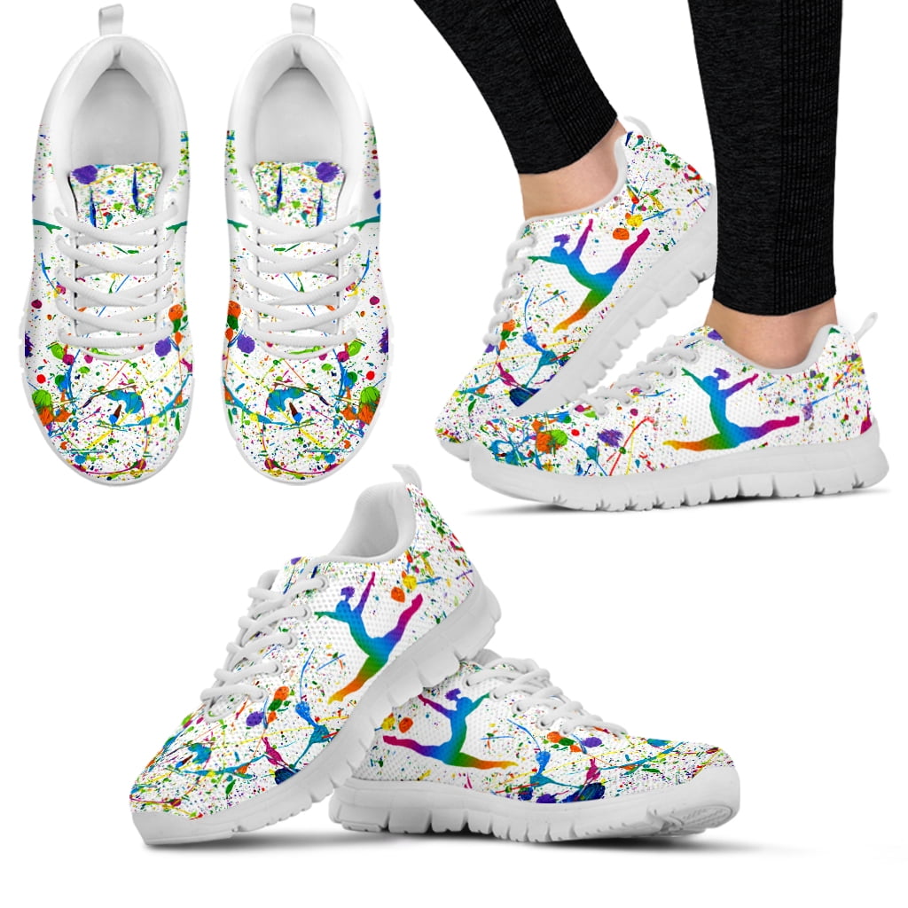 Colorful Art Graffiti Design Dancer Print Fashion Sneakers White Lace ...