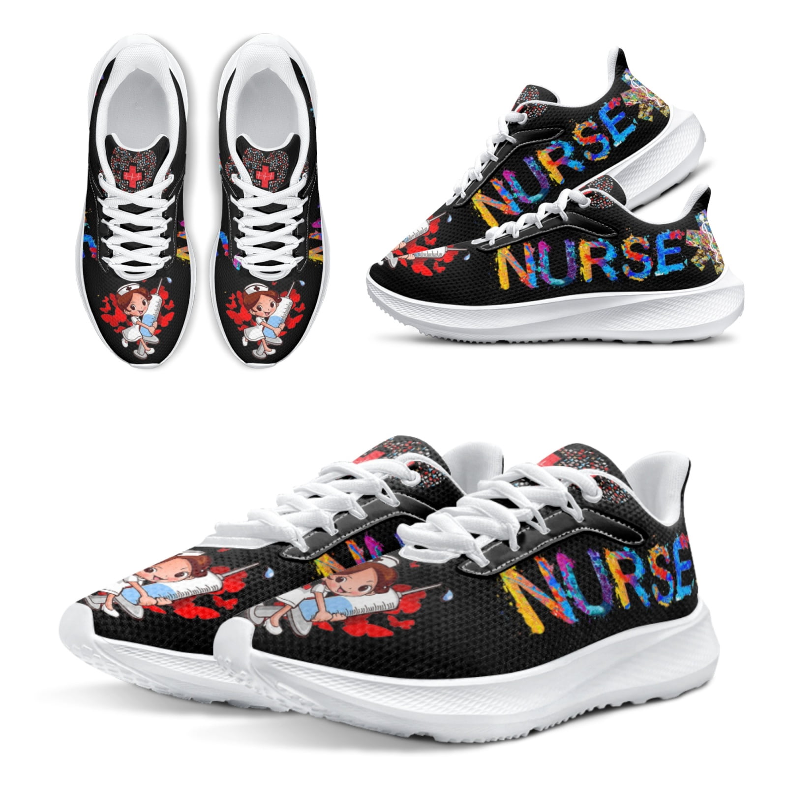 Colorful Art Graffiti Nurse Print Brand Running Shoes For Women Cute ...