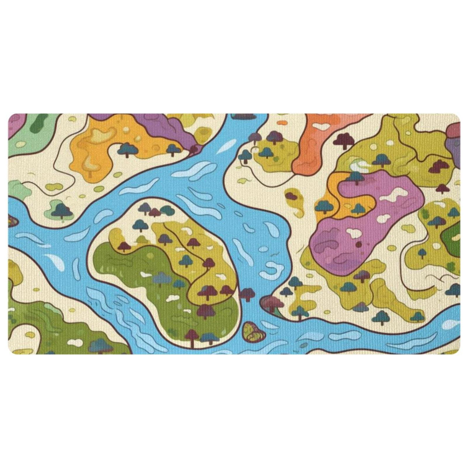 Colorful Art Map Patterns Deluxe Kitchen Mats for Floor - Anti Fatigue ...