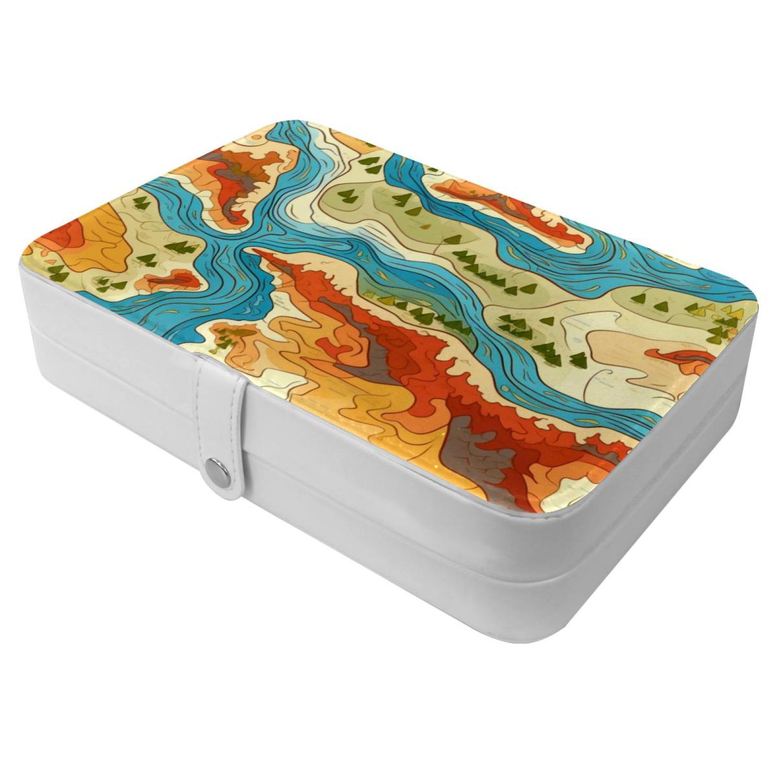 Colorful Art Map Patterns Travel Jewelry Box - Compact and Portable ...
