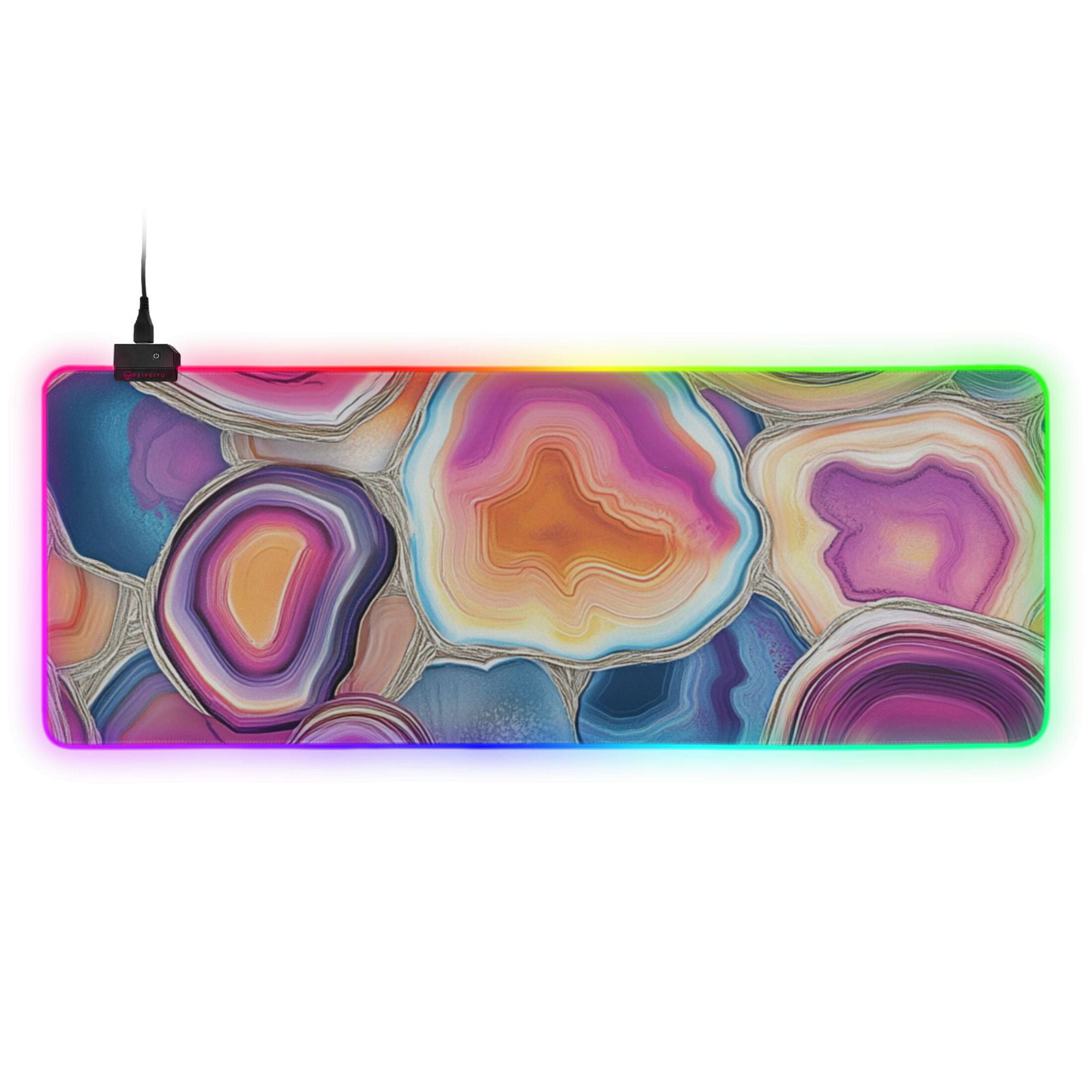 Colorful Art Pattern RGB Gaming Mouse Pad Large Keyboard Mat Rubber ...