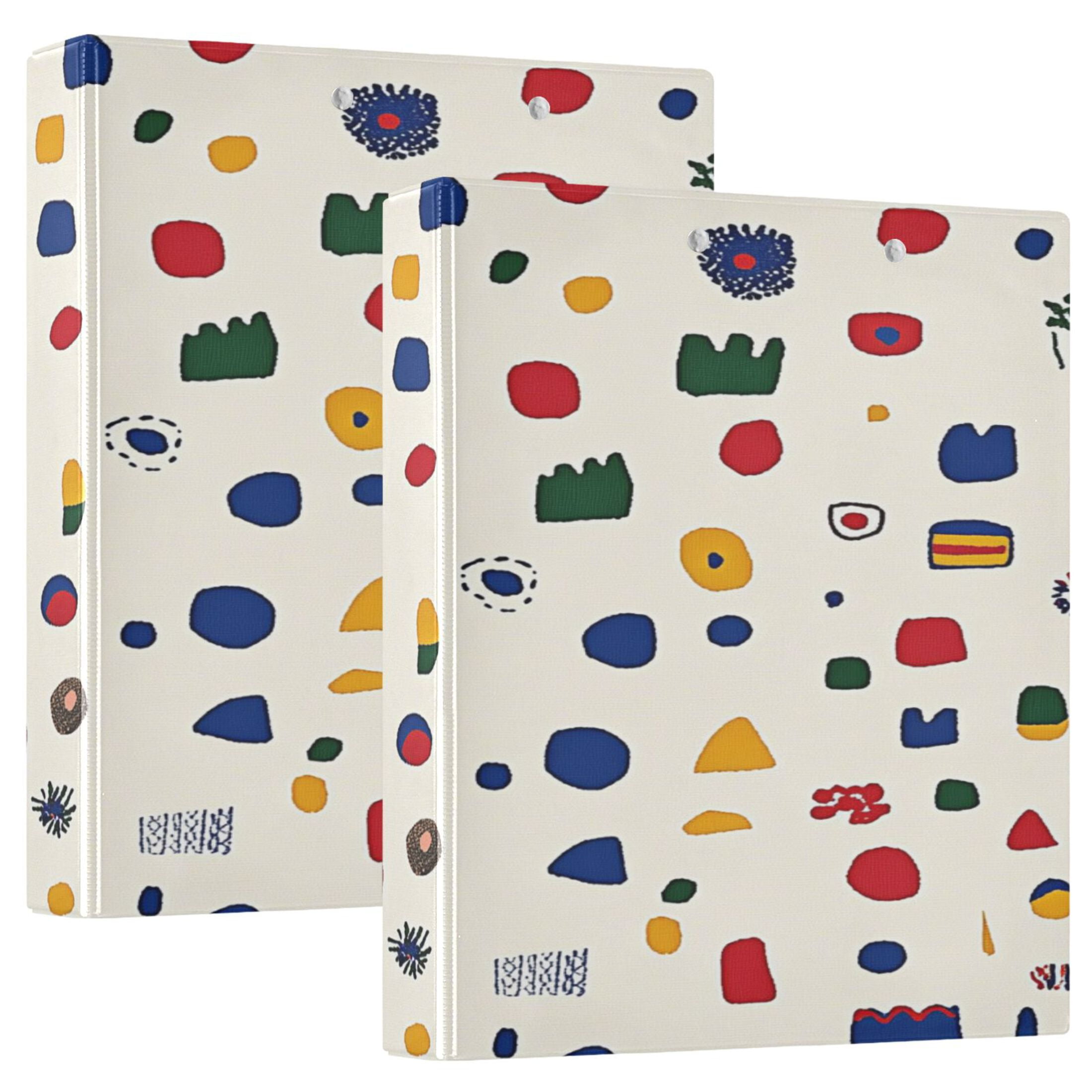 Colorful Art Shapes Pattern 12.4x10.6in PVC Round Ring Binder, D-Ring 3 ...