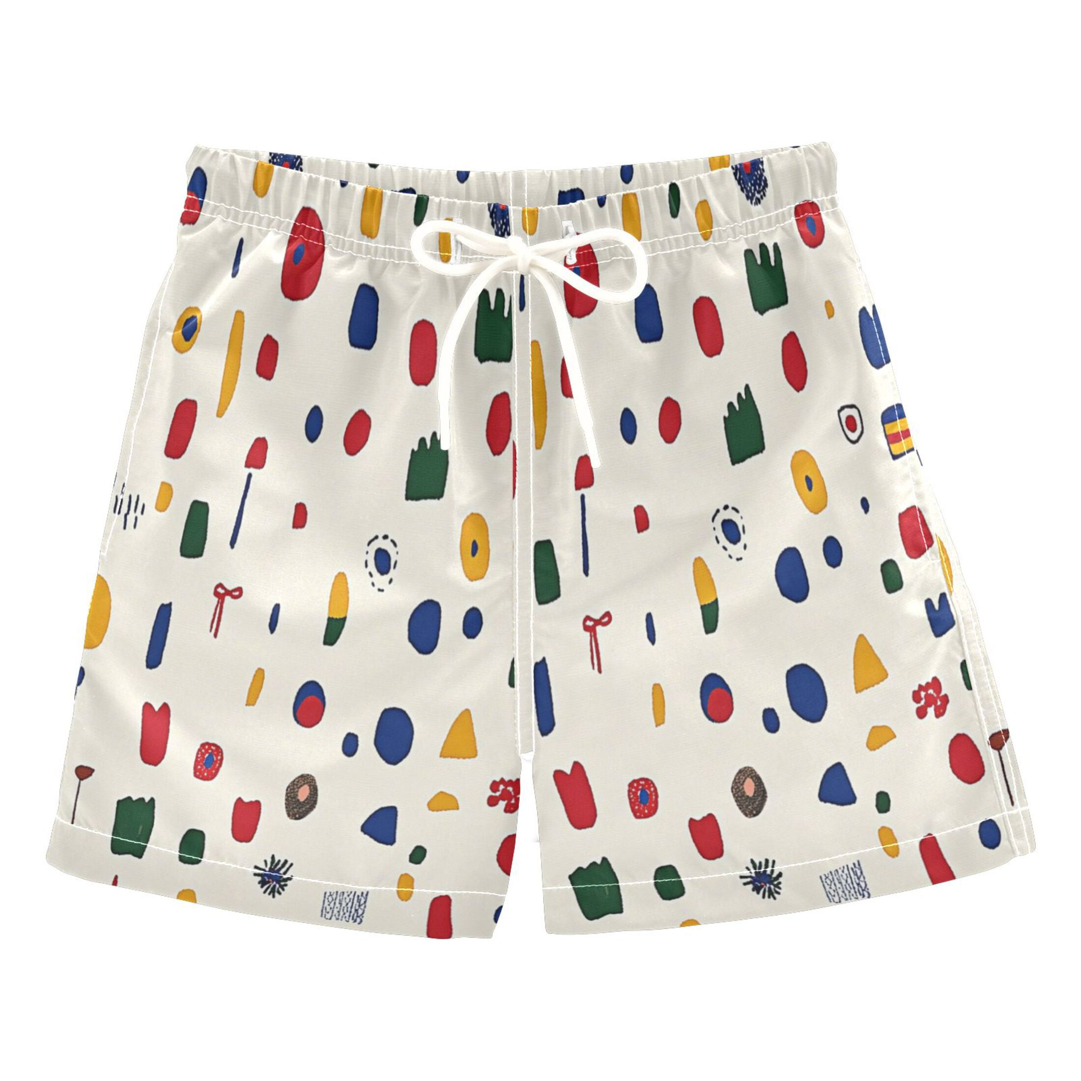 Colorful Art Shapes Pattern Boys' Swim Trunks Beach Pool Shorts Quick ...