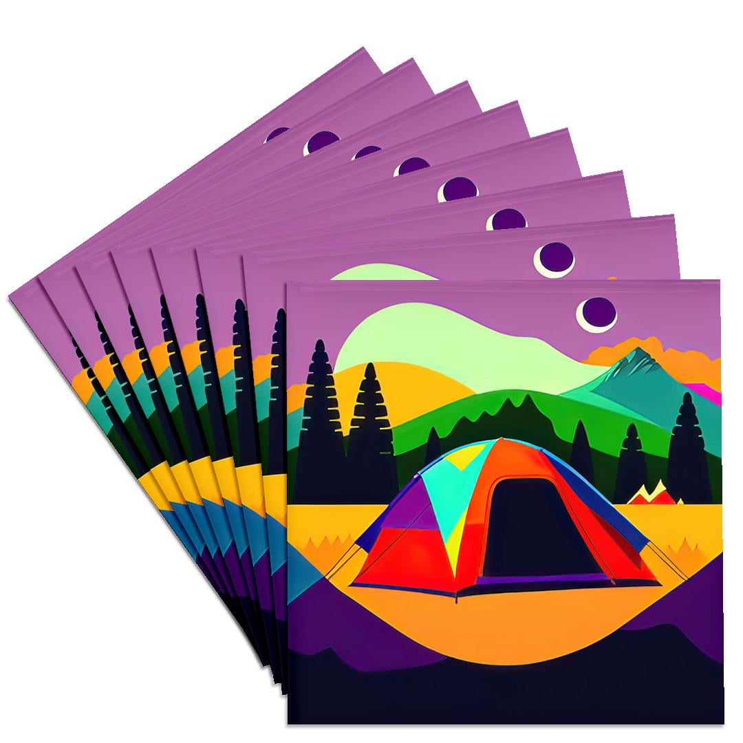 3drose, Colorful Artistic Digital Painting of a Tent, Mountains. Happy ...