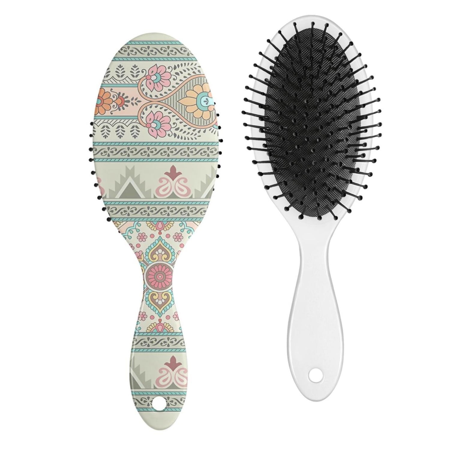 Colorful Artistic Pattern Hair Brush, Bohemian Soft Paddle Detangler ...