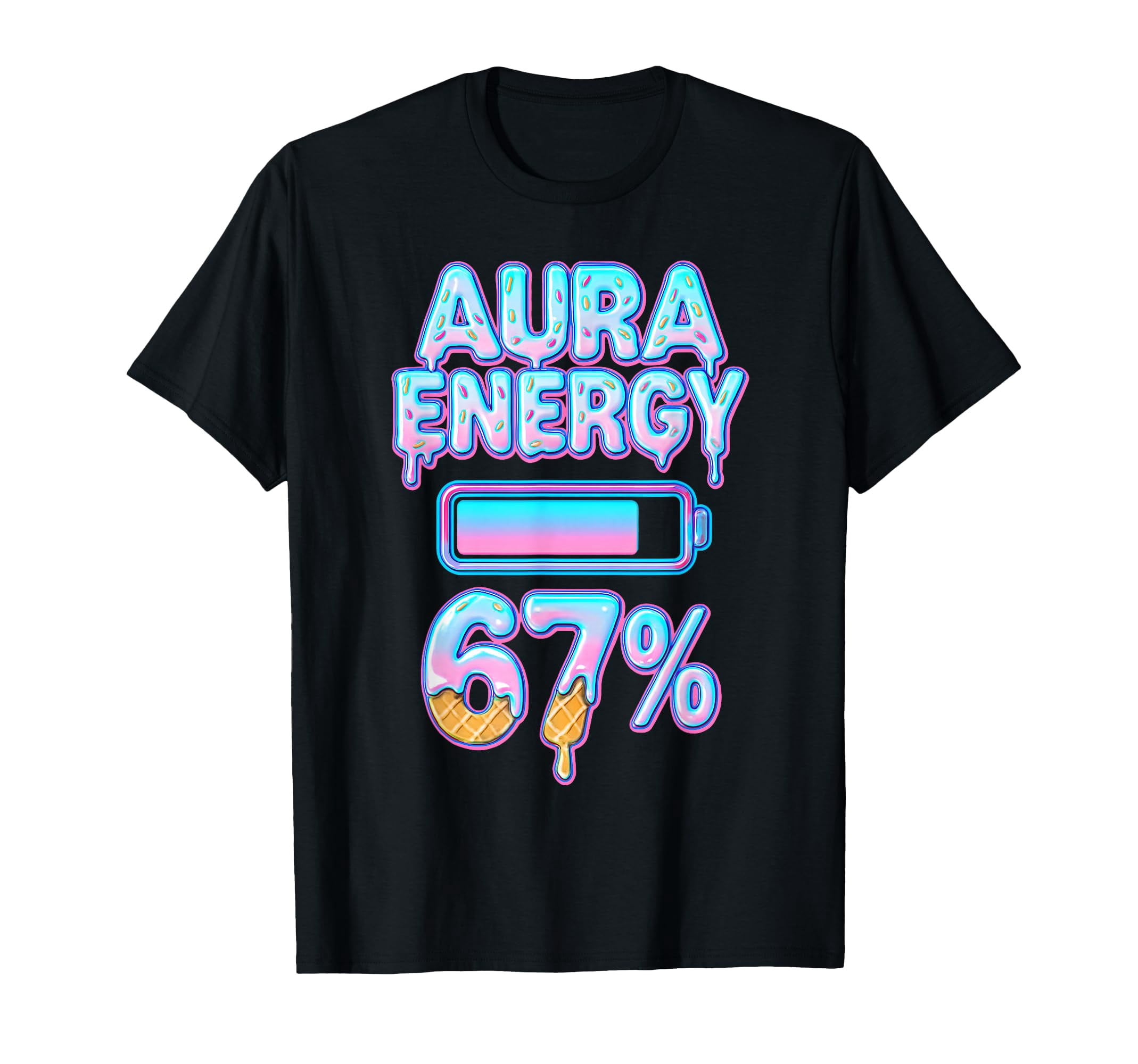 Colorful Aura Energy 67 Meme Ice Cream Drip T-Shirt for Fun and ...
