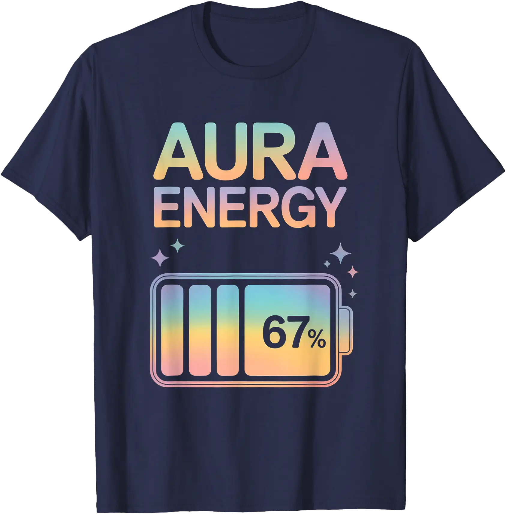 Colorful Aura Energy Battery Graphic T-Shirt for Memes and Fun Casual ...