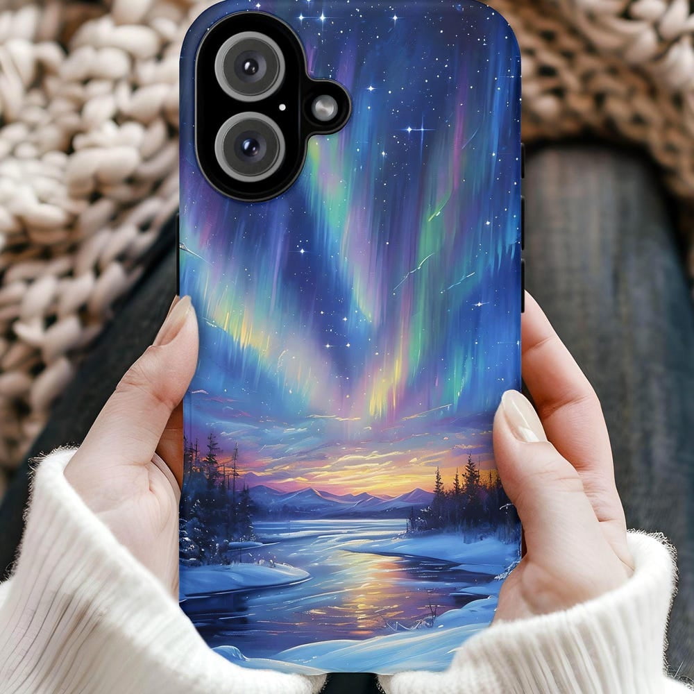 Colorful Aurora Borealis Night Sky Landscape Phone Case with iPhone 17 ...