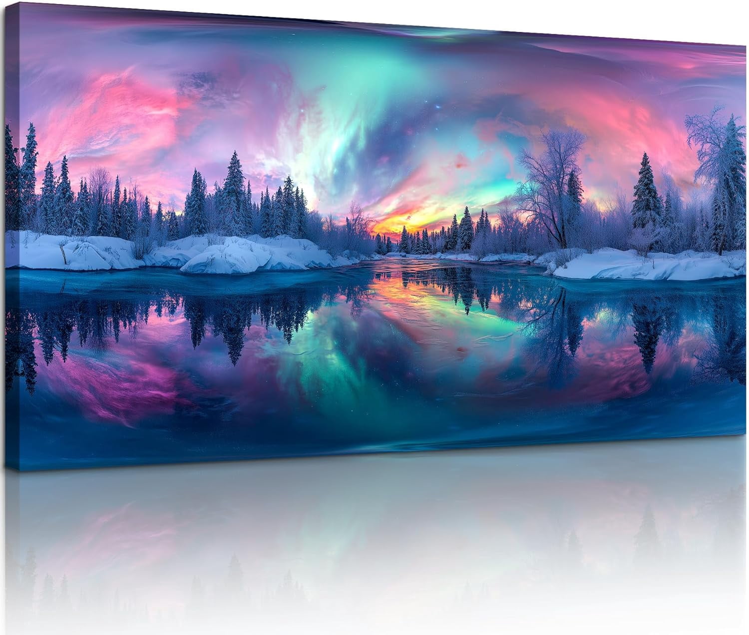 Colorful Aurora Wall Art, Fantasy Starry Sky Large Wall Decor, Modern ...