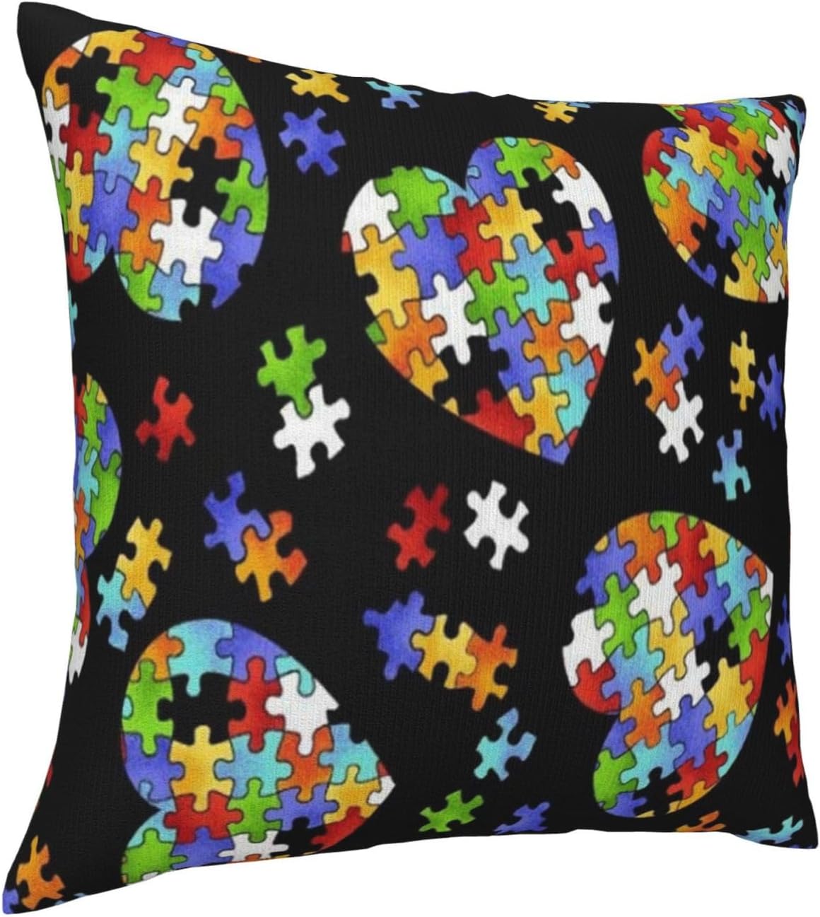Colorful Autism Awareness Puzzle Pieces Heart Decorative Throw Pillow ...