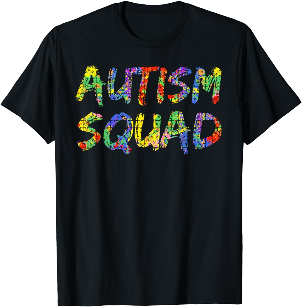 Colorful Autism Puzzle Piece Art Family Gifts Autism Squad T-Shirt ...