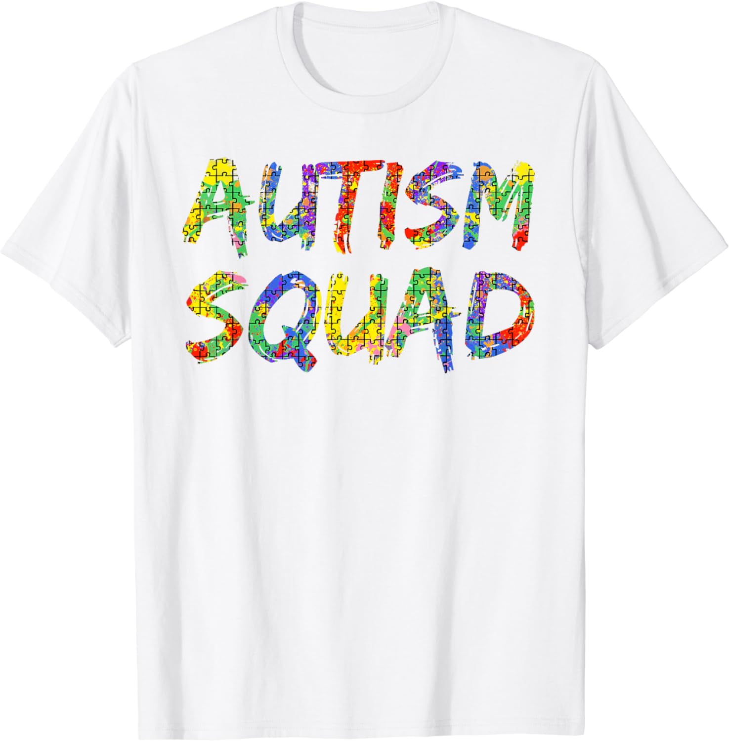 Colorful Autism Puzzle Piece Art Family Gifts Autism Squad T-Shirt ...