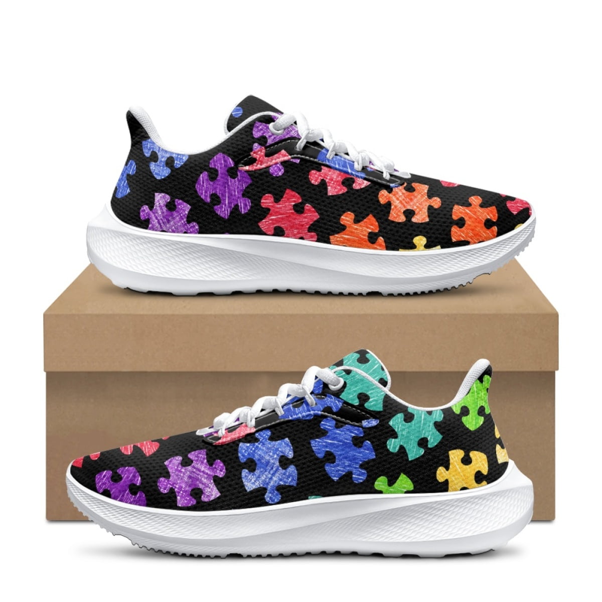 Colorful Autism Sport Sneakers for Women Lightweight Non-Slip Flats ...