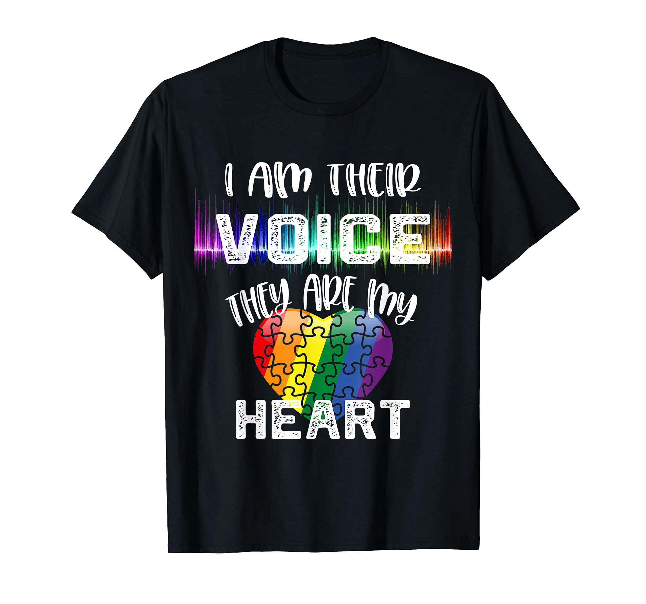 Colorful Autism Teacher Heart Puzzle Piece T-Shirt - I Am Their Voice ...