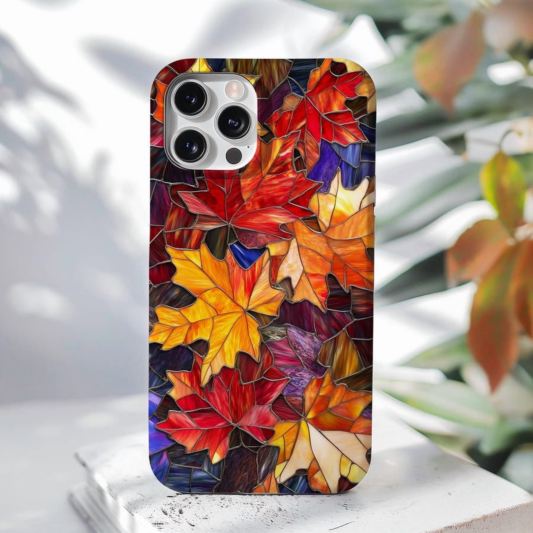 Colorful Autumn Leaf Stained Glass Mosaic Look Phone Case 11 12 13 14 ...