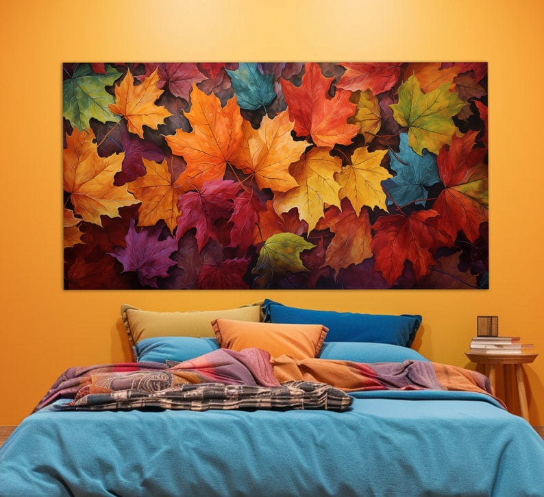 Colorful Autumn Leaves Canvas Print, Autumn Wall Art, Autumn Poster ...