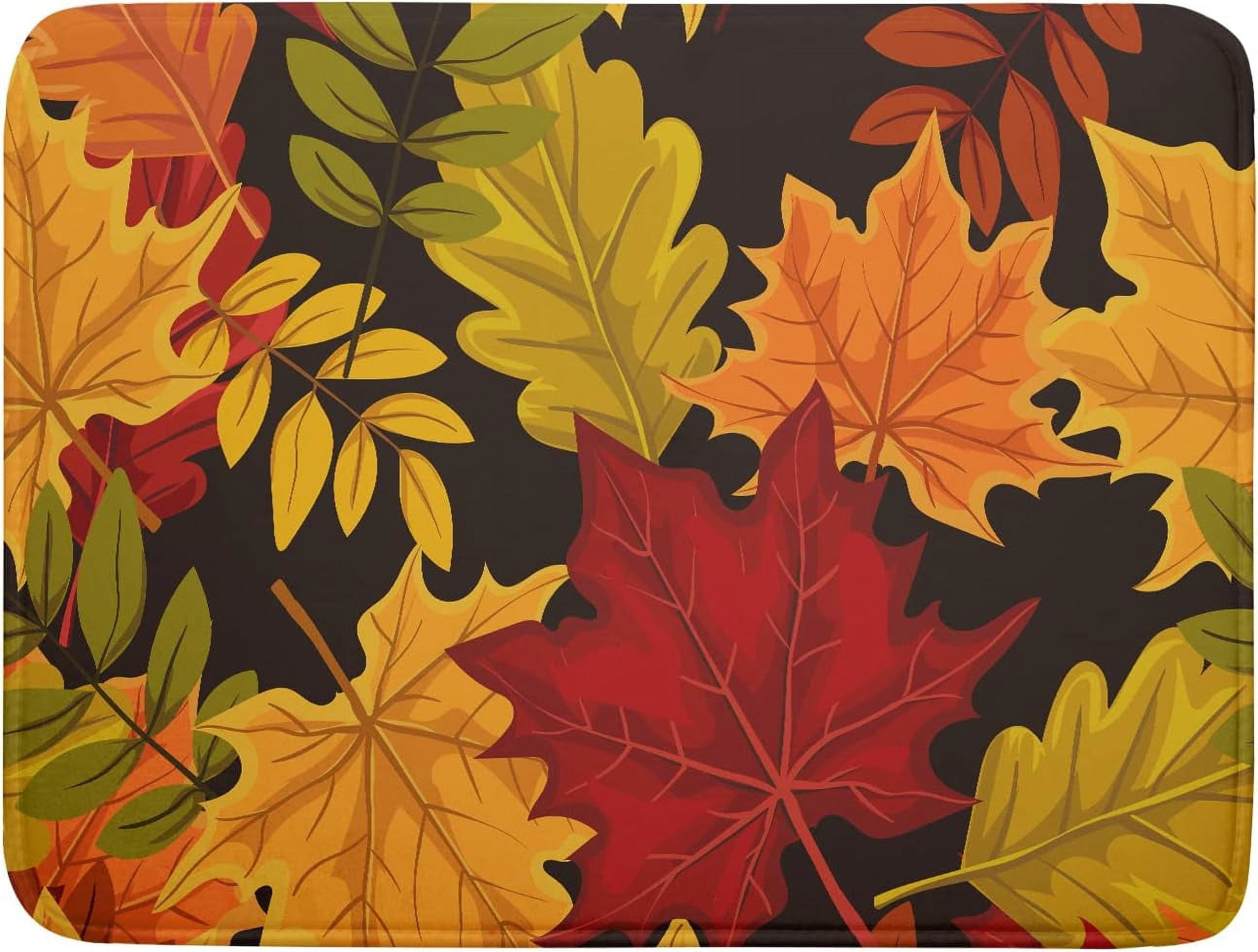 Colorful Autumn Leaves Drying Mat - Maple Leaf Dish Drying Pad 18 x 24 ...