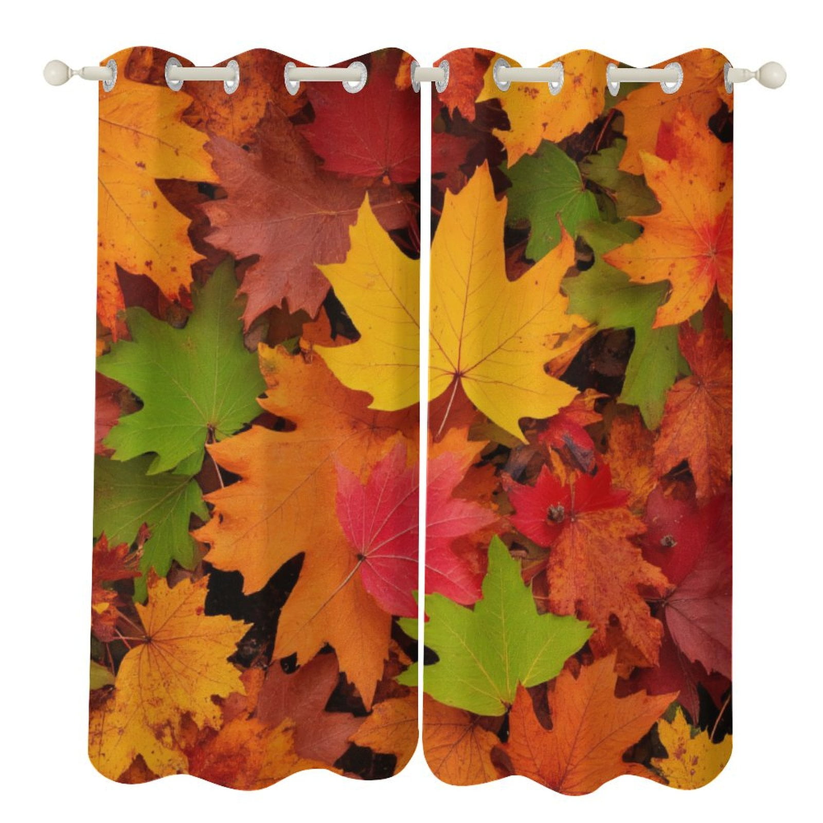 Colorful Autumn Leaves Pattern(1) 2 Panels Curtains for Bedroom Living ...