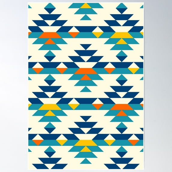 Colorful Aztec Diamonds Mosaic Poster Wall Art, Modern Wall Decor For ...