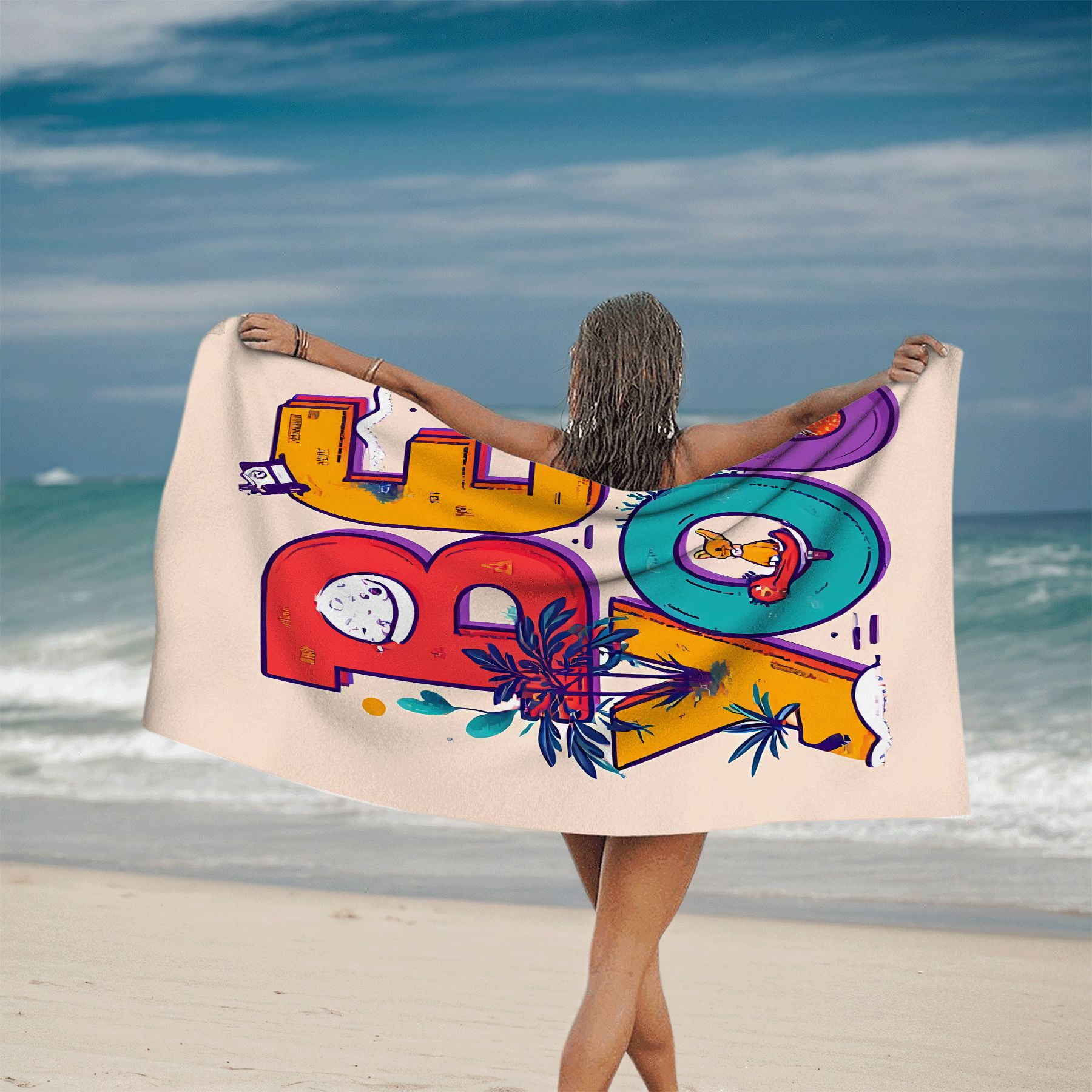 Colorful ' BE YOU ' Design Bath Towel - Vibrant Beach & Pool Towel with ...