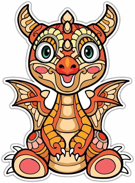 Colorful Baby Dragon Zentangle Mandala Car Window Stickerphone Decal ...