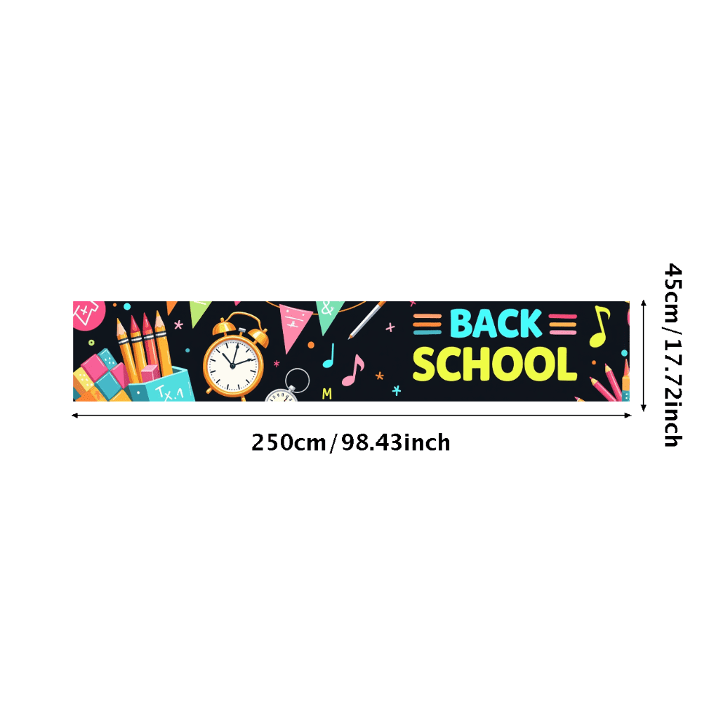 Colorful Back to School Themed Banner with Alarm Clock Pencils and ...