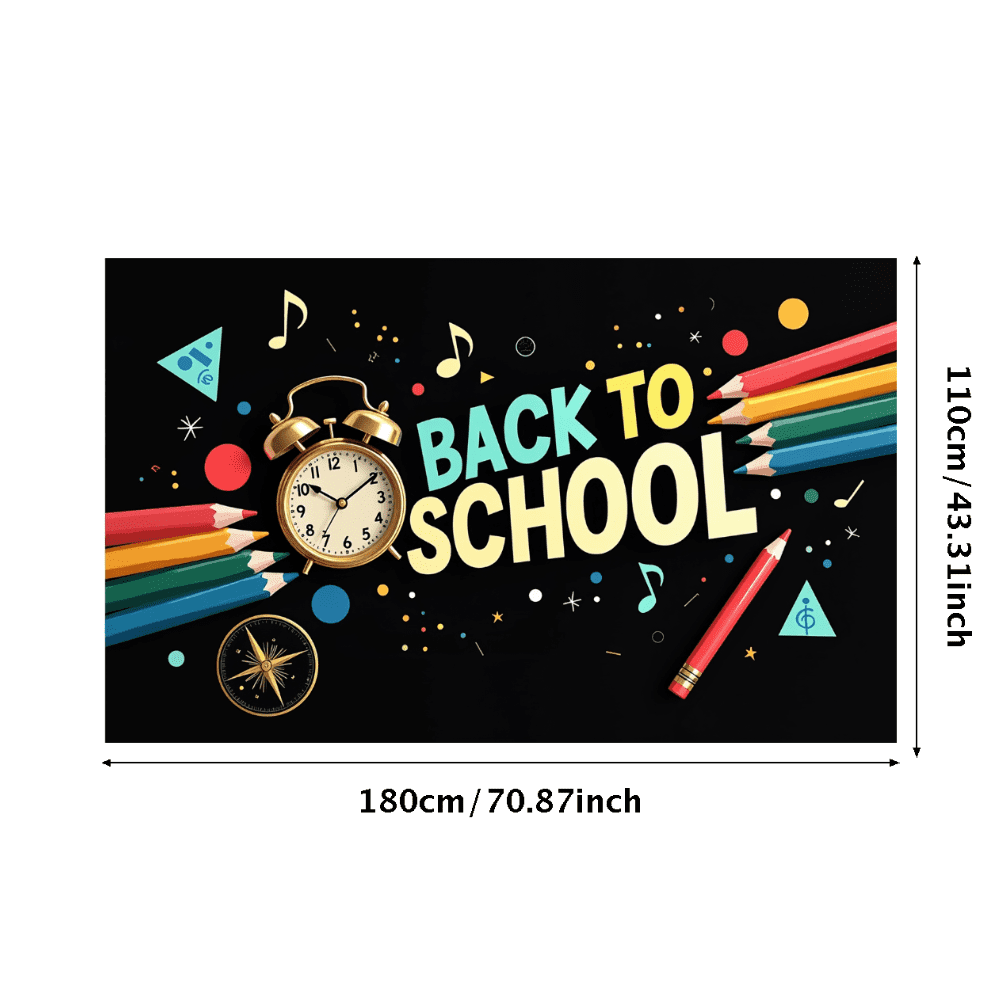 Colorful Back to School Themed Banner with Alarm Clock Pencils and ...