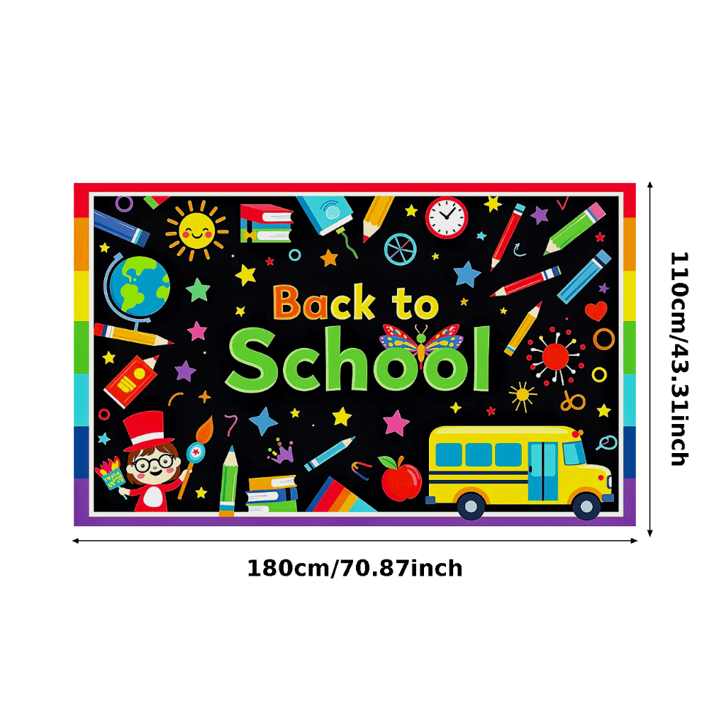 Colorful Back to School Themed Banner with School Supplies Elements Sun ...