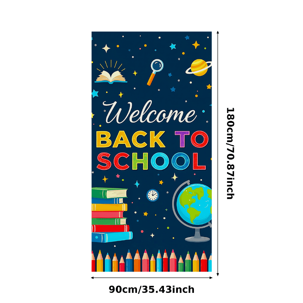 Colorful Back to School Themed Banner with Stars Books Globe Props ...