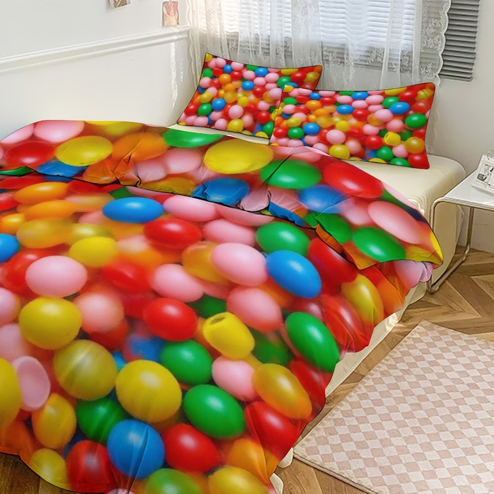 Colorful Ball Pit Balls 102"x90"3 Pcs Soft Bedding Set Includes 1 Duvet ...