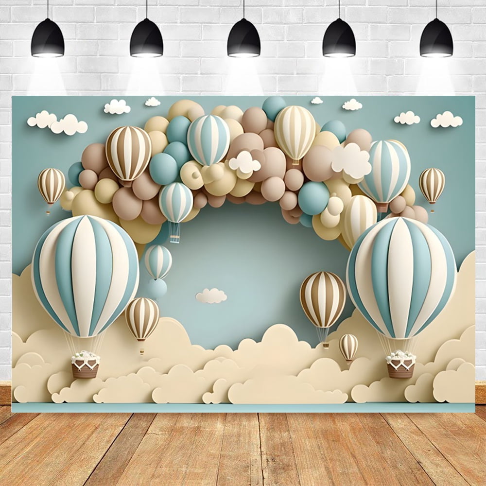Colorful Balloon Baby 1st Birthday Backdrop Photography Newborn Baby ...
