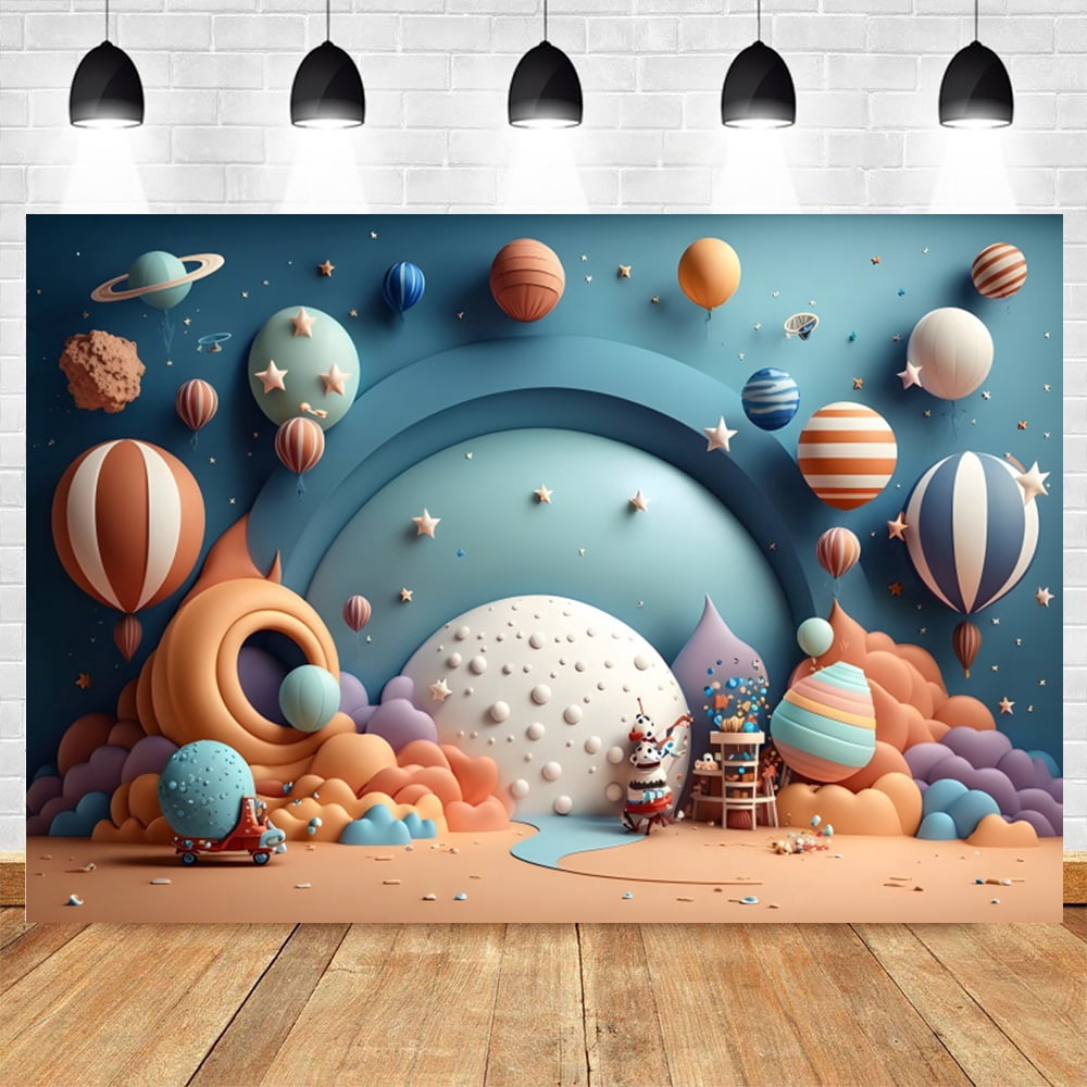 Colorful Balloon Baby 1st Birthday Backdrop Photography Newborn Baby ...