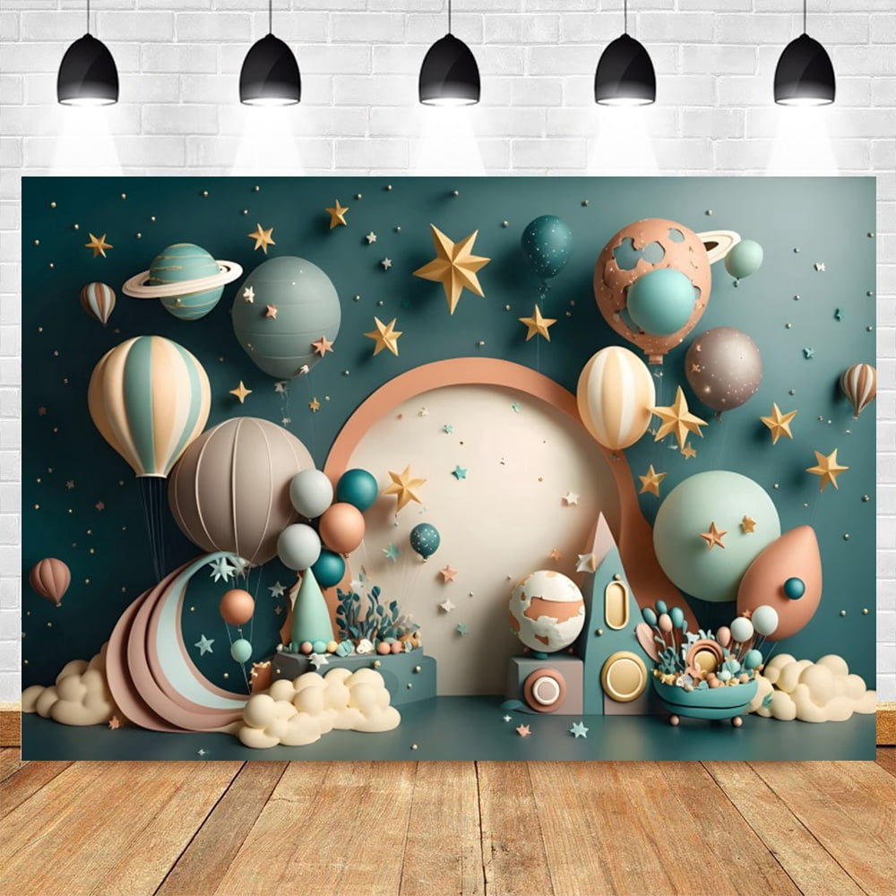 Colorful Balloon Baby 1st Birthday Backdrop Photography Newborn Baby ...
