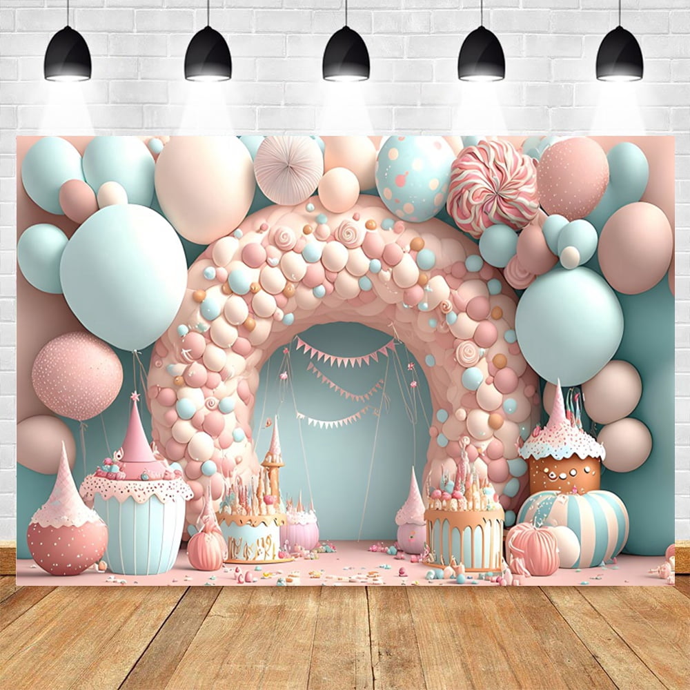 Colorful Balloon Baby 1st Birthday Backdrop Photography Newborn Baby ...