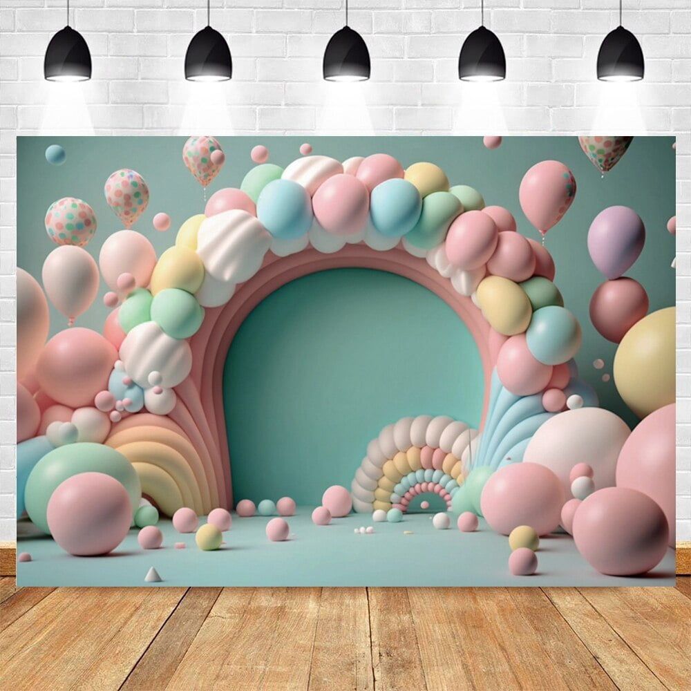 Colorful Balloon Baby Shower 1st Birthday Photography Backdrop Arch ...