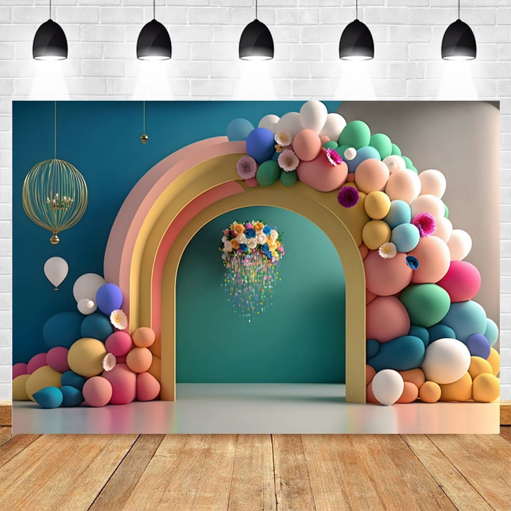 Colorful Balloon Baby Shower 1st Birthday Photography Backdrop Arch ...