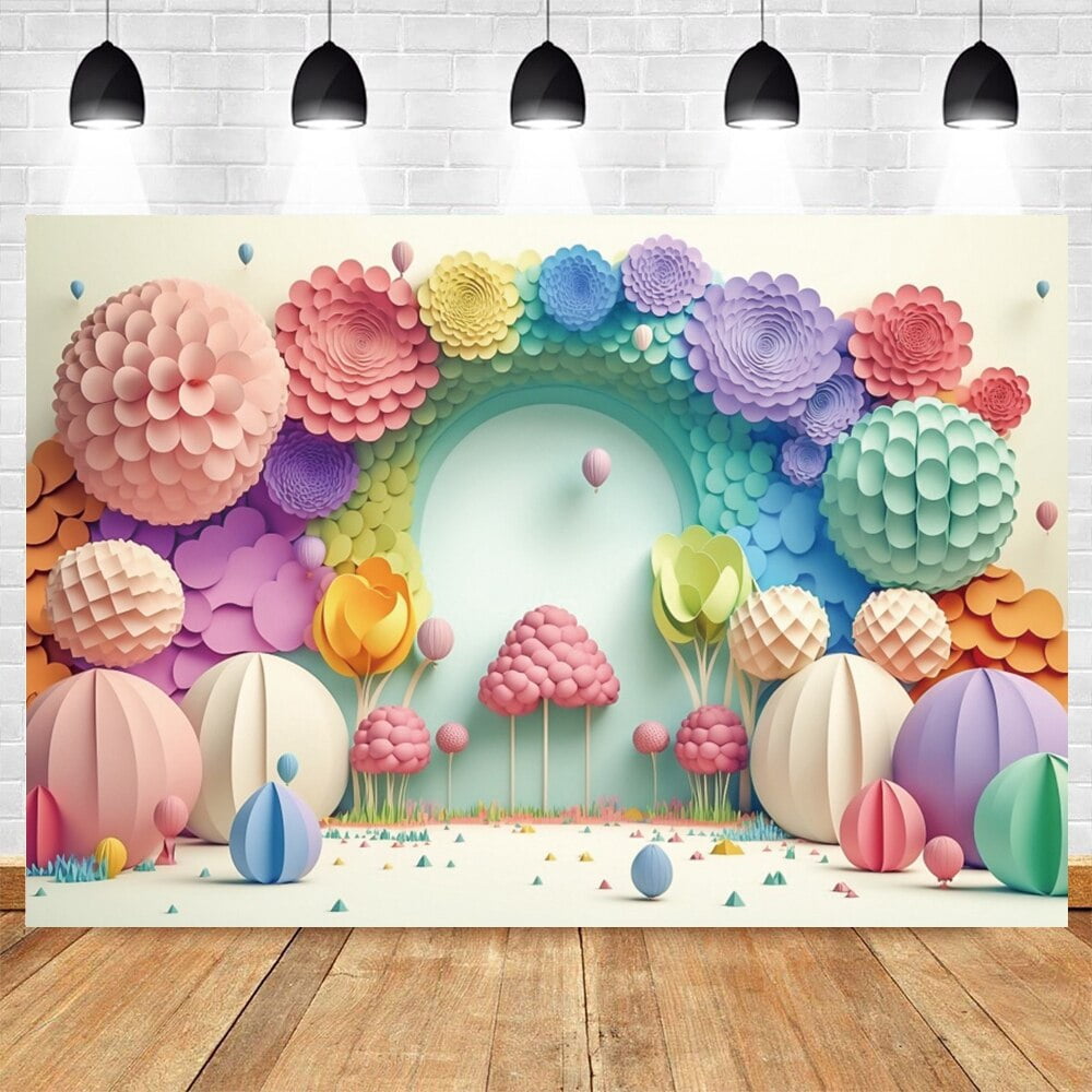 Colorful Balloon Baby Shower 1st Birthday Photography Backdrop Arch ...