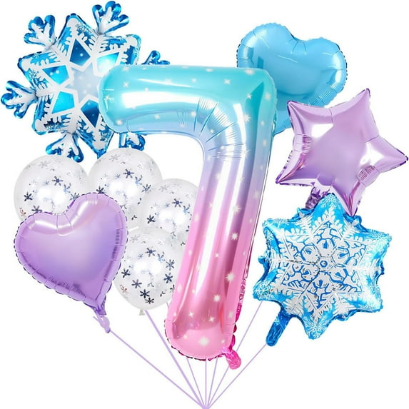 Colorful Balloon Decoration Set Snowflake Number Balloons for Birthday ...